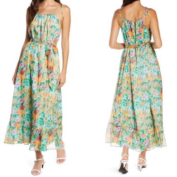 Chelsea28 | Dresses | Chelsea 28 Nwt Bright Floral Maxi Dress Ruffle ...